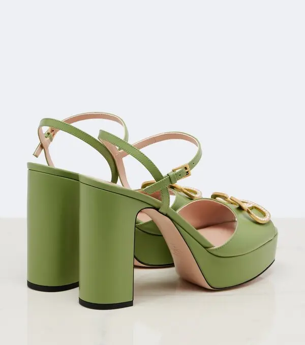Valentino Garavani Vlogo Embellished Leather Platform Sandals