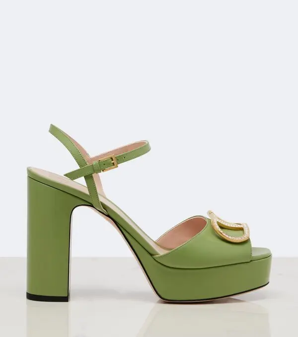 Valentino Garavani Vlogo Embellished Leather Platform Sandals