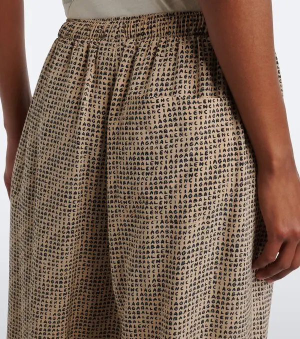 Balenciaga Logo Silk Pajama Pants - Beige