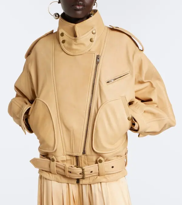 Isabel Marant Étoile Farza Leather Jacket - Beige
