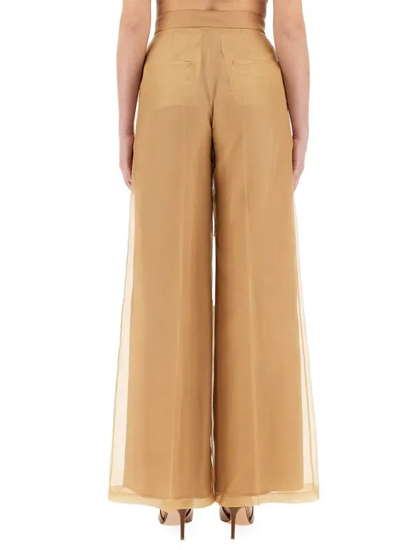 Max Mara Danila Wide Leg Silk Trousers - Cream
