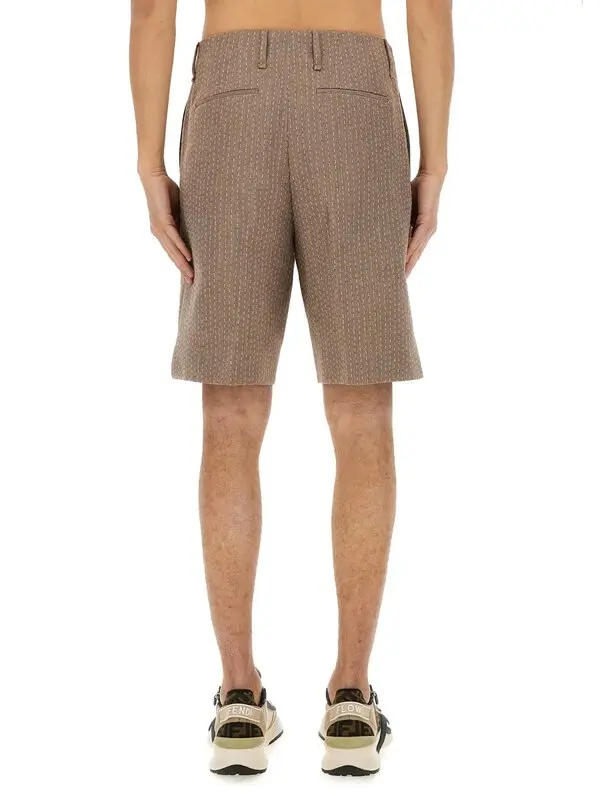 Fendi Jacquard Virgin Wool Bermuda Shorts - Cream