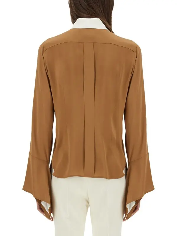 Max Mara Color Block Silk Shirt - Cream