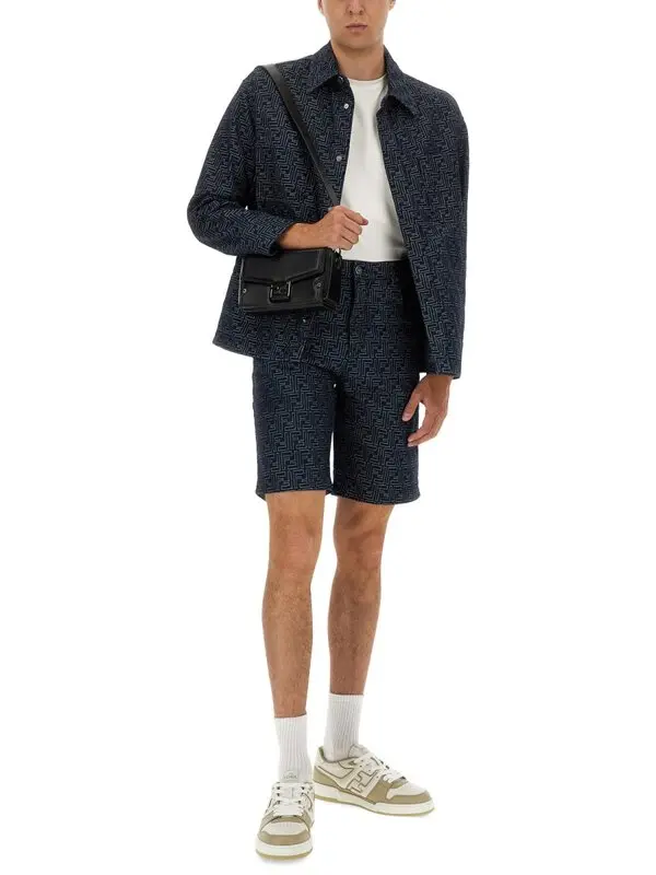 Fendi Ff Jacquard Denim Shirt - Blue
