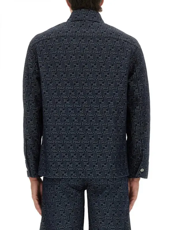 Fendi Ff Jacquard Denim Shirt - Blue