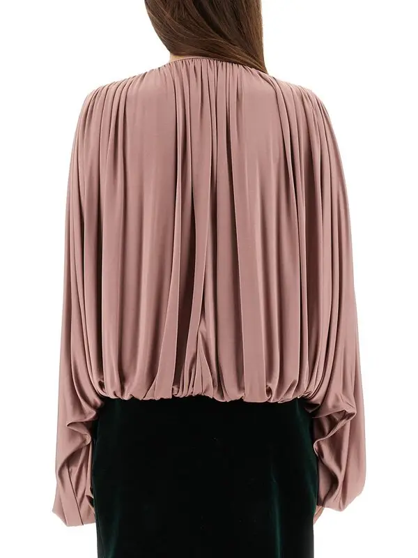 Saint Laurent Fluid Knit Blouse - Pink