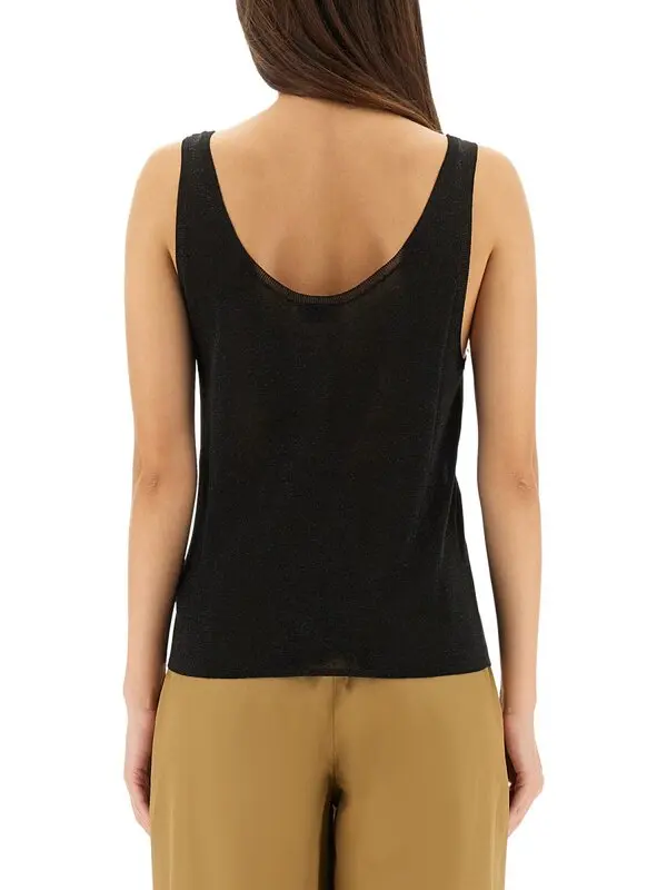 Saint Laurent Lurex Knit Tank Top - Black