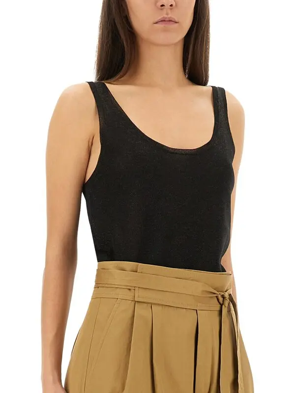 Saint Laurent Lurex Knit Tank Top - Black
