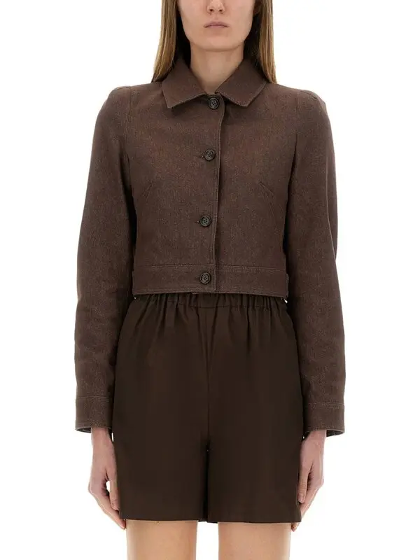 Max Mara Cropped Cotton Jacket - Brown