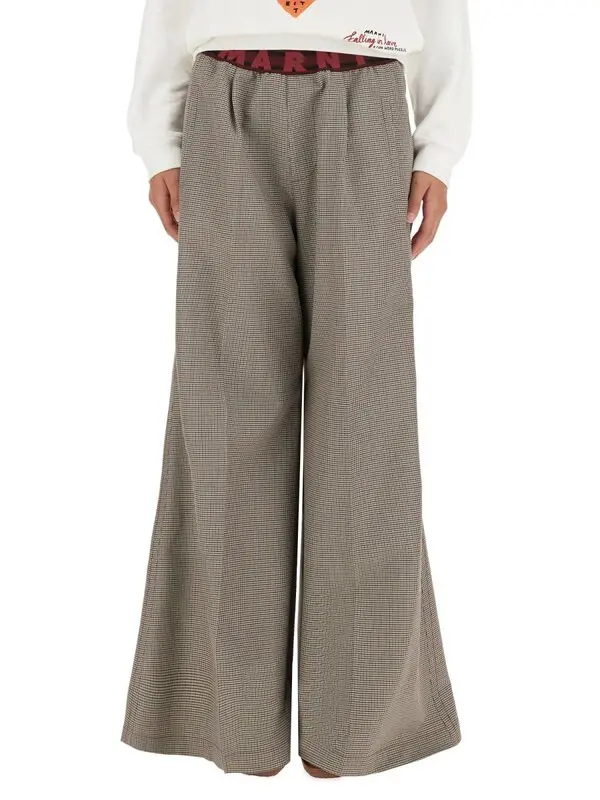 Marni Checked Wool Blend Trousers - Multicolor