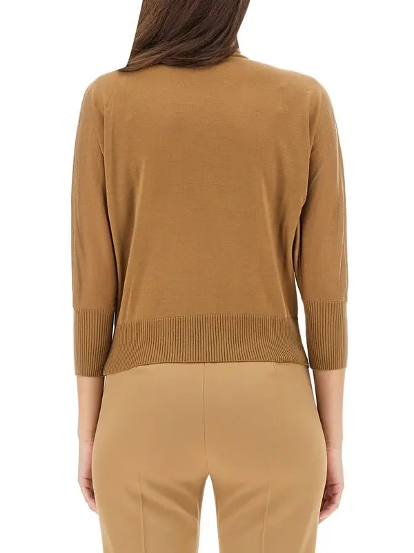 Max Mara Wool Jersey High Neck Top - Cream