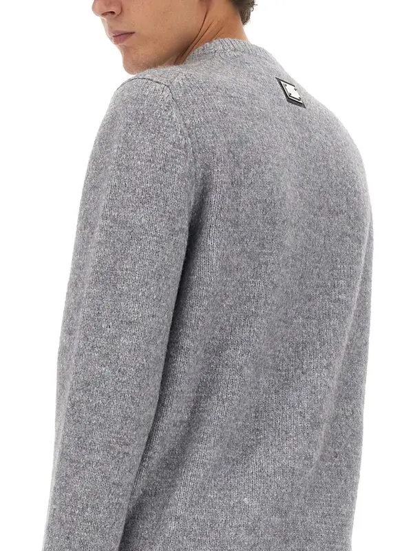 Dolce & Gabbana Jersey With Logo Plaque - Gray