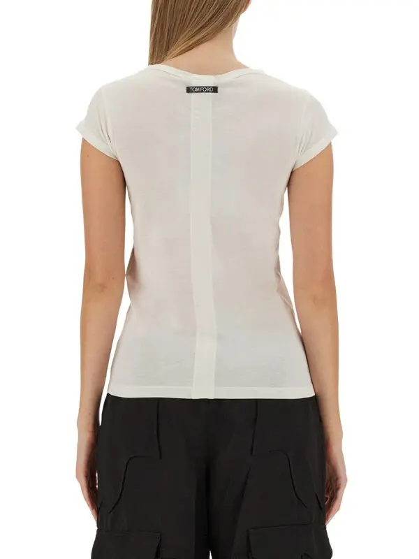 TOM FORD Silk T-shirt With Logo - White