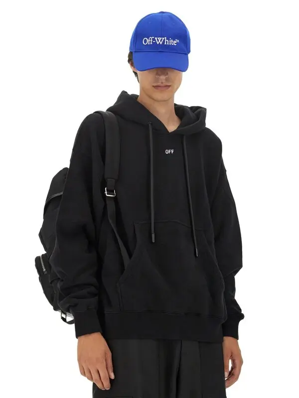 Off-White Oversized Cotton Hoodie With Logo Detail - Black