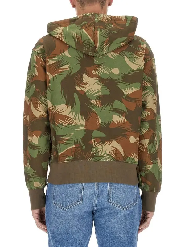 Moschino Camouflage Drawstring Hooded Sweatshirt - Green