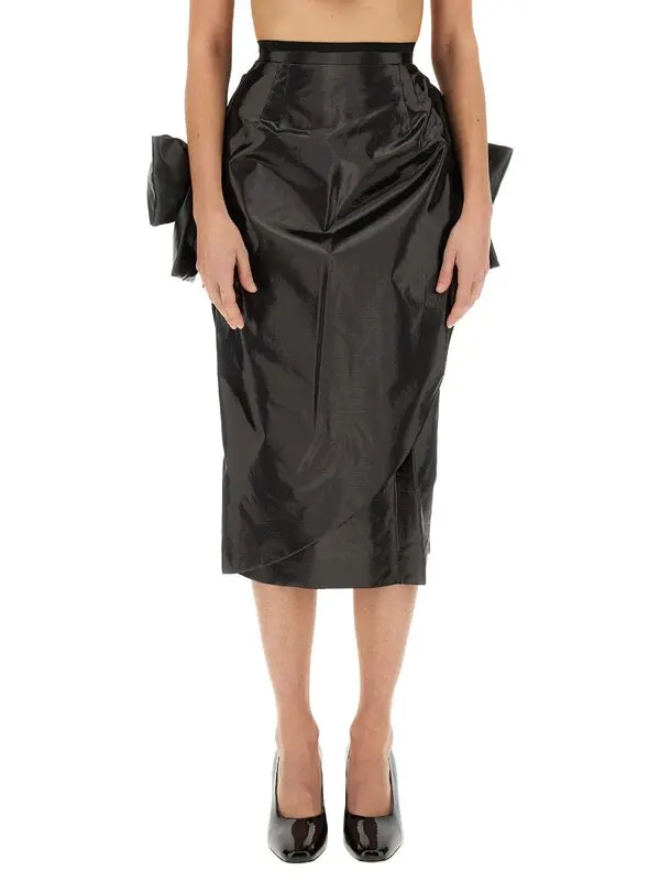 MAISON MARGIELA Bow Detail Slim Fit Skirt - Black