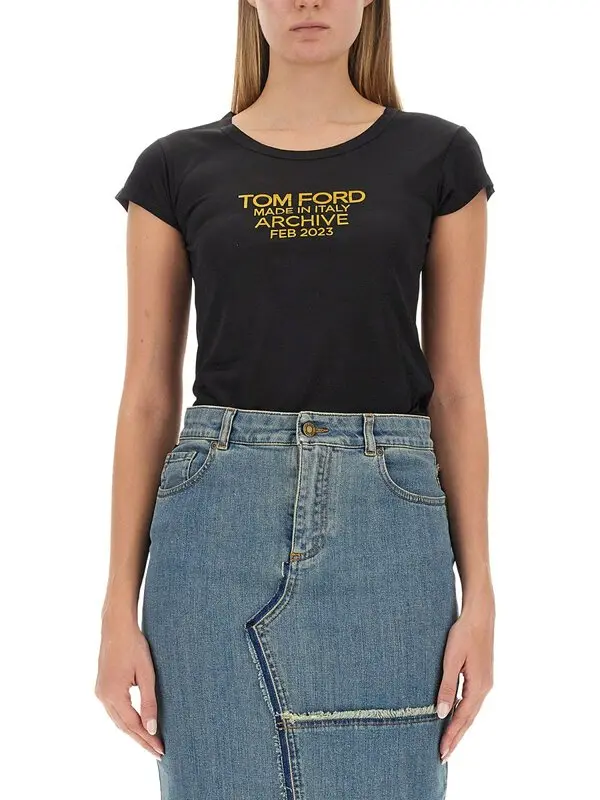 TOM FORD Slim Fit Logo T-shirt - Black