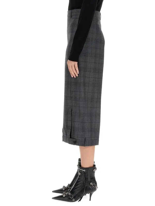 Balenciaga Wool Deconstructed Plaid Wide-leg Cropped Trousers - Gray