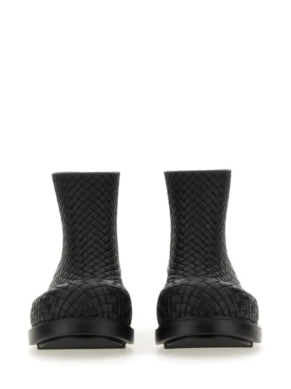 Bottega Veneta Fireman Leather Woven Boots - Black