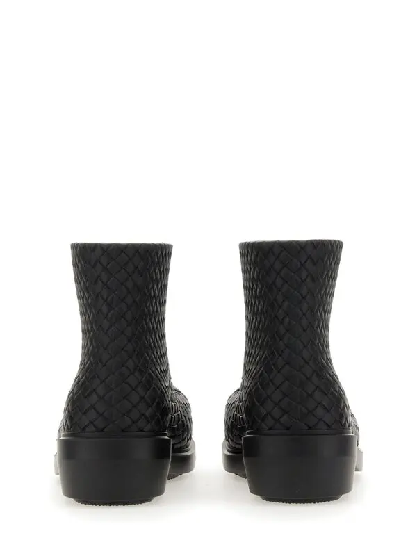Bottega Veneta Fireman Leather Woven Boots - Black