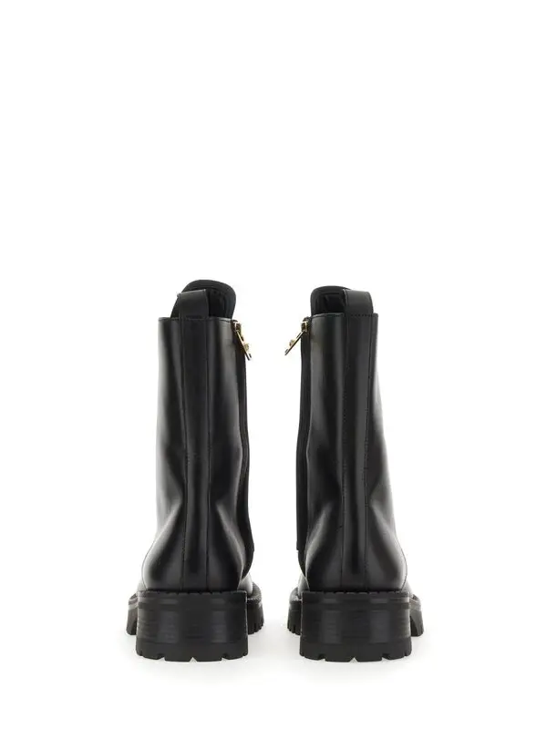 Versace Alia Leather Lace-up Boots With Medusa Charm - Black