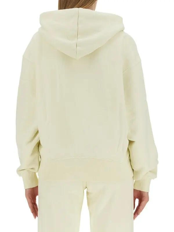 Off-White Logo Embroidered Cotton Oversized Hoodie - Cream