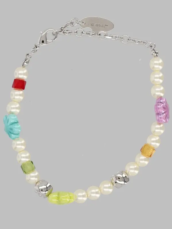 Off-White Pearl And Charm Bracelet - Silver