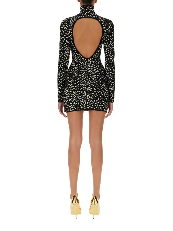 Roberto Cavalli High Neck Animal Print Dress With Open Back - Multicolor