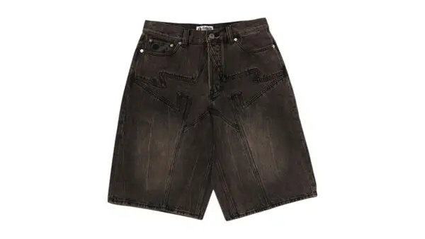 A BATHING APE Sta Patch Relaxed Fit Denim Shorts