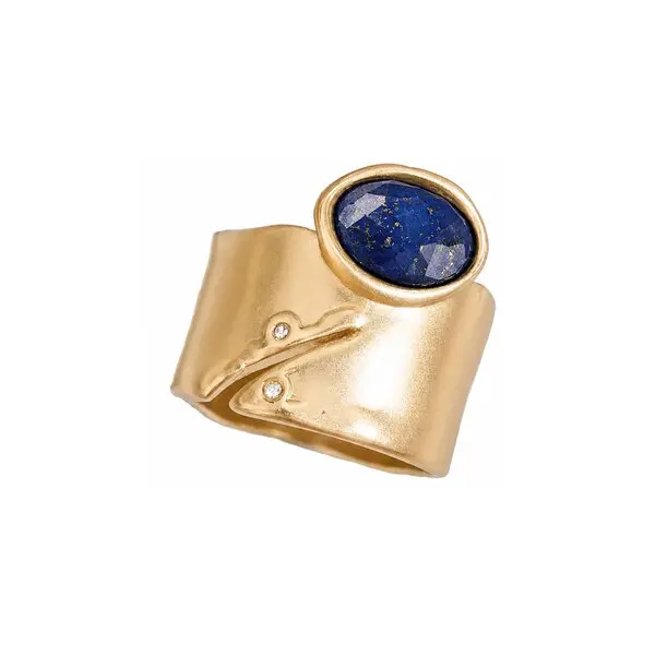 RARE MATTERS JEWELRY Blue / Gold Brilliance Lapis Gemstone Statement Ring