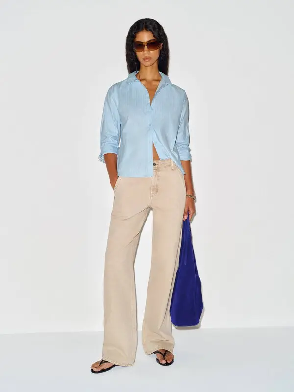 REFORMATION Orson Shirt Striped Long Sleeve Collared Button-up