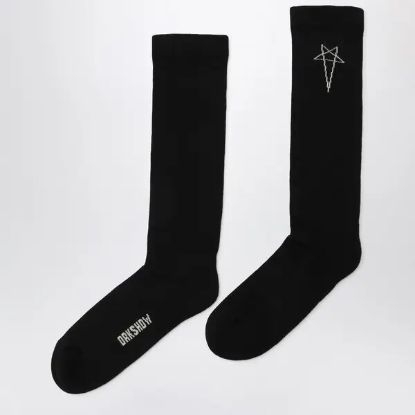 Rick Owens Cotton Blend Socks With Logo Embroidery - Black