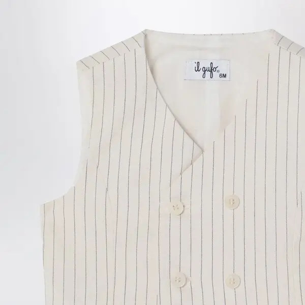 IL GUFO Double-breasted Vest In Pinstriped Cotton