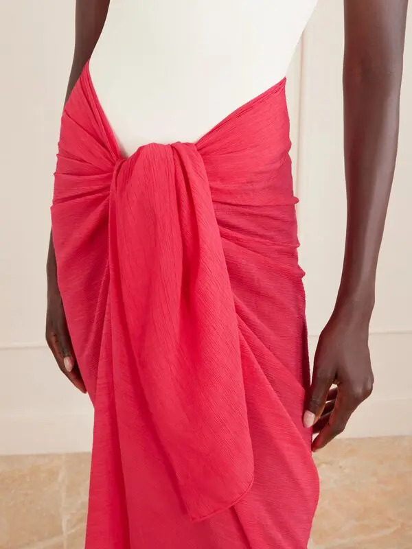 AWAY THAT DAY Gathered Gauze Coverup - Red