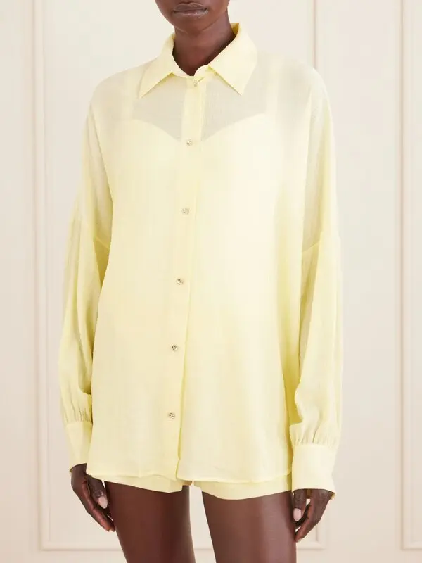 AWAY THAT DAY Maldives Crepon Oversized Shirt - Yellow