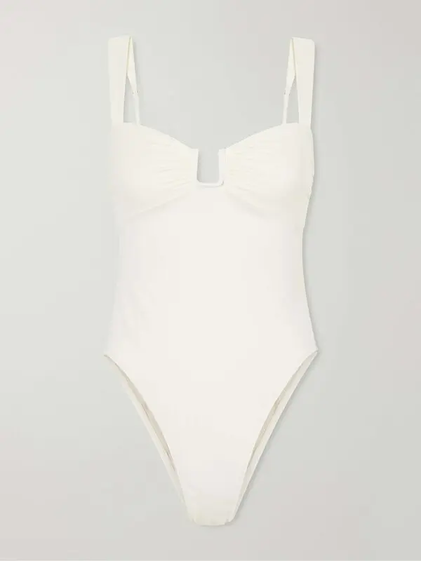 AWAY THAT DAY Cannes Gathered Recycled Stretch Swimsuit - Ivory