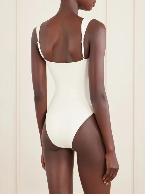 AWAY THAT DAY Cannes Gathered Recycled Stretch Swimsuit - Neutrals