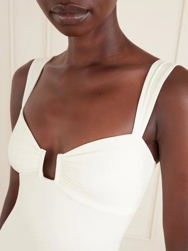 AWAY THAT DAY Cannes Gathered Recycled Stretch Swimsuit - Neutrals
