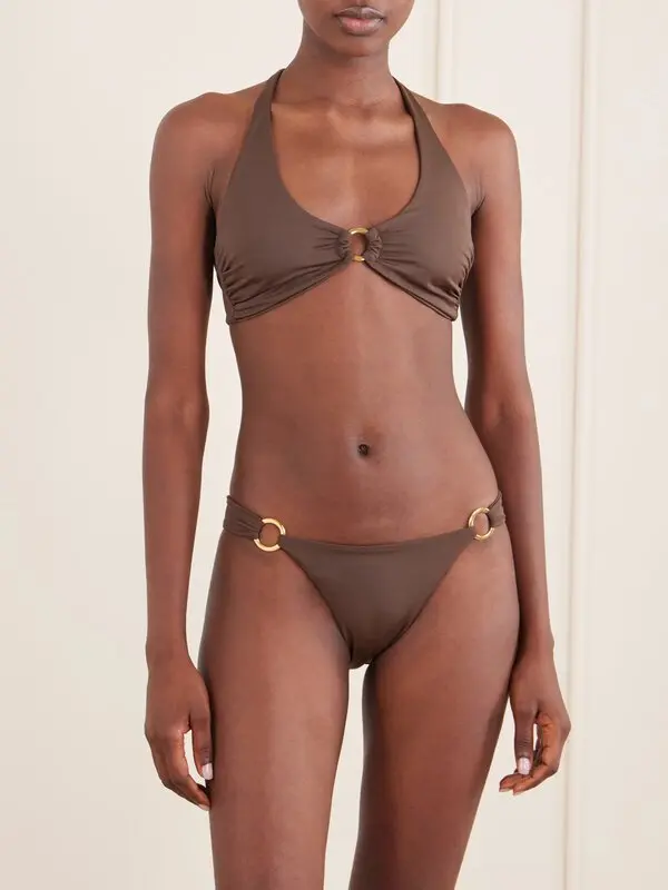 AWAY THAT DAY Sorrento Embellished Bikini Top - Brown