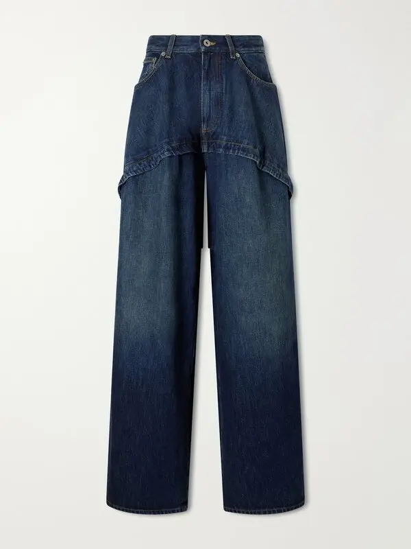 Loewe Layered Mid-rise Wide-leg Jeans - Dark Denim