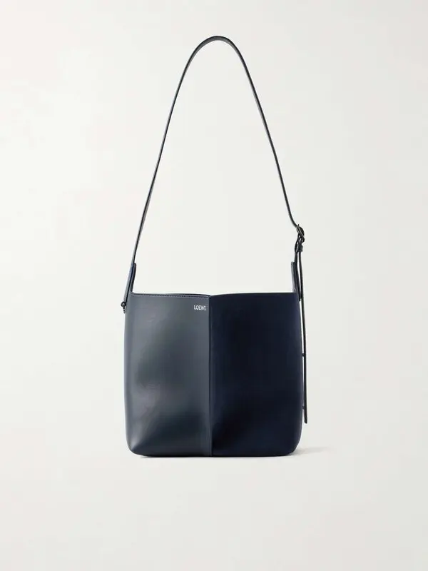 Loewe Bilbao Leather And Suede Tote - Navy