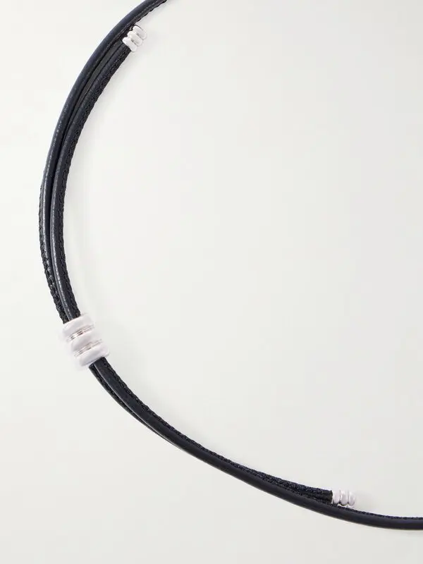 DEHANCHE Hollyhock Beaded And Silver-toned Leather Necklace