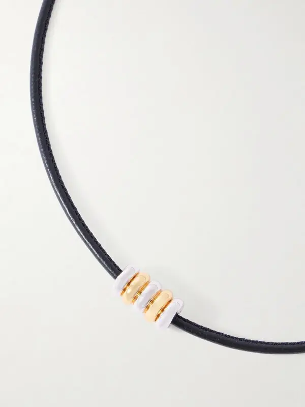 DEHANCHE Hollyhock Beaded And Silver-toned Leather Necklace