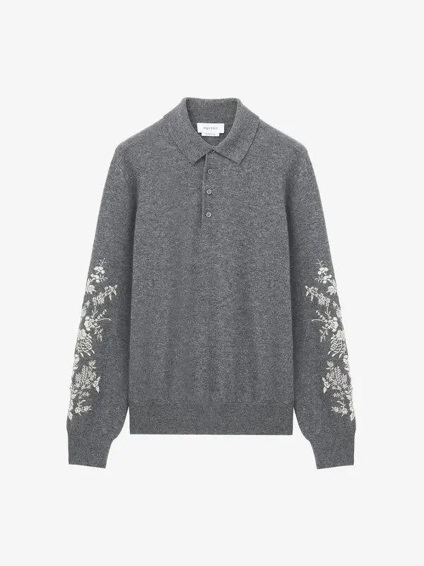 Alexander McQueen Floral Embroidery Polo Shirt