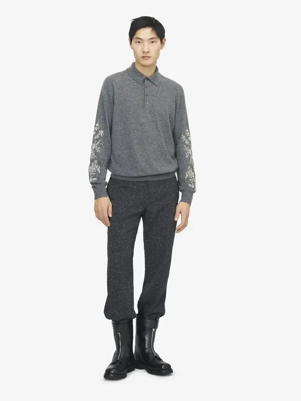 Alexander McQueen Floral Embroidery Polo Shirt