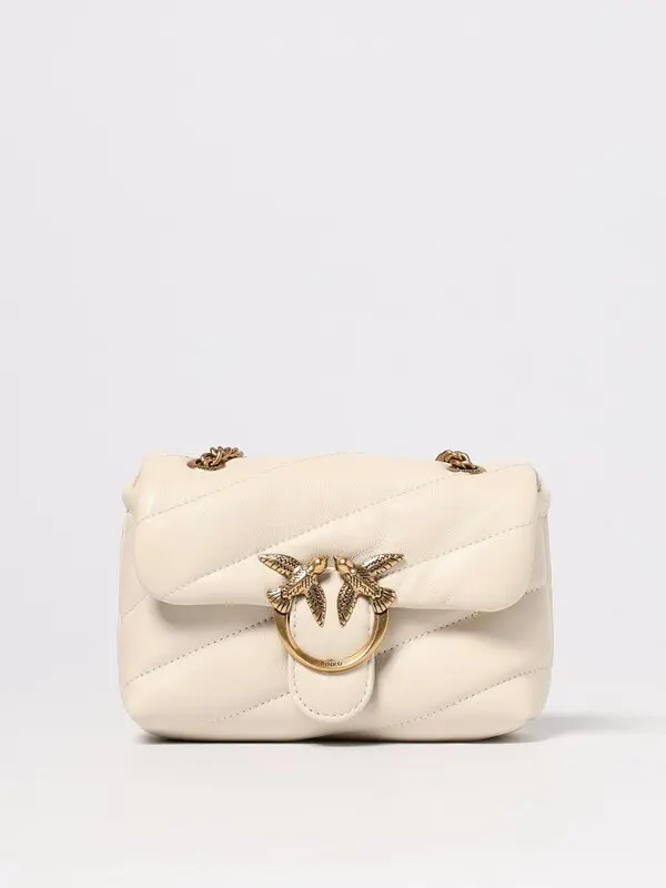 Pinko Quilted Chain Strap Shoulder Bag - White