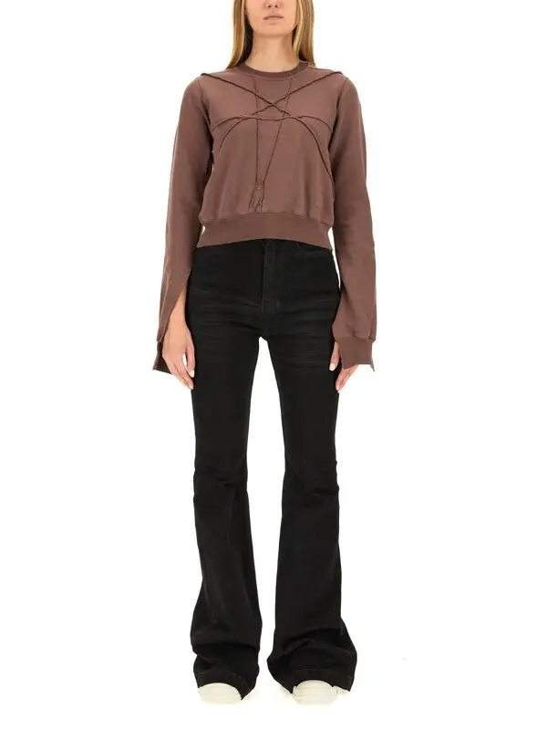 Rick Owens Cropped Cotton Sweatshirt