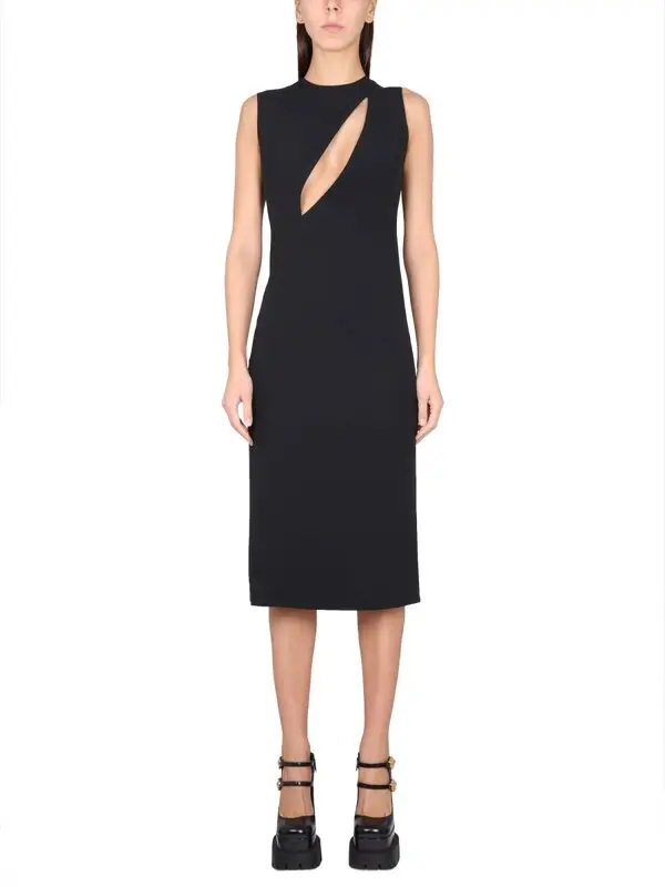 Versace Sleeveless Midi Dress With Cutouts - Black
