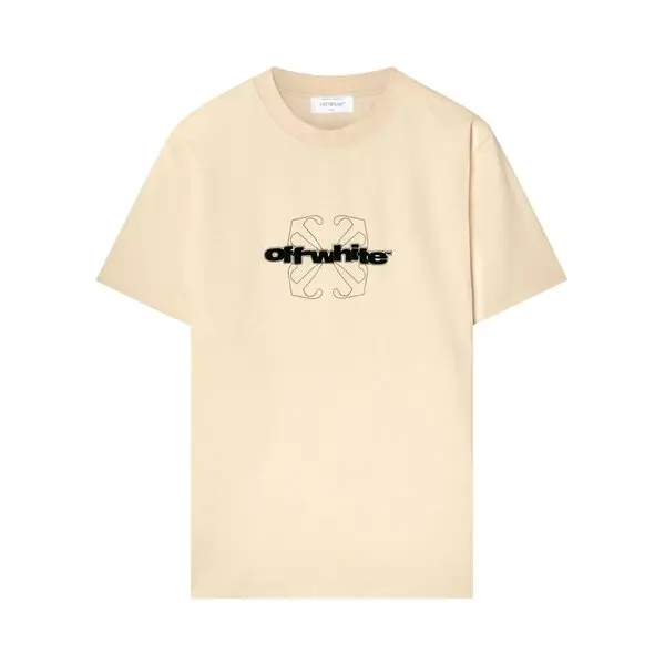 Off-White Flock Arrow Slim Tee 'beige/black