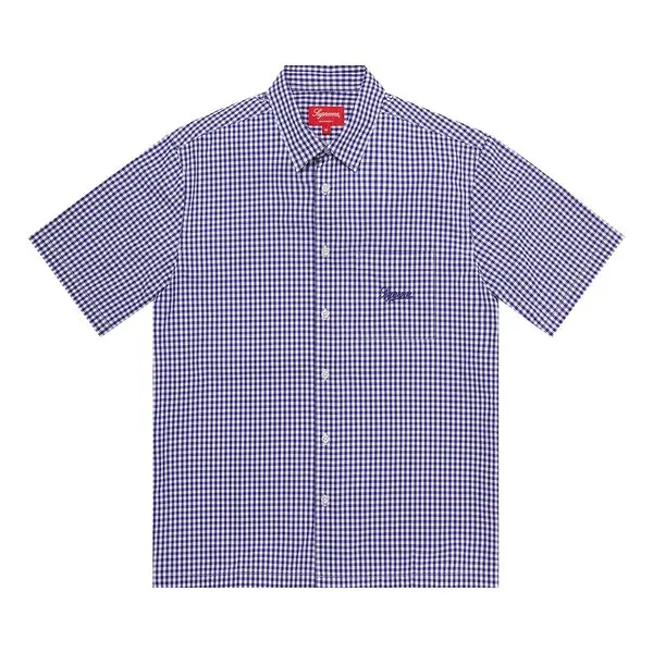 Supreme Gingham Short-sleeve Shirt 'navy